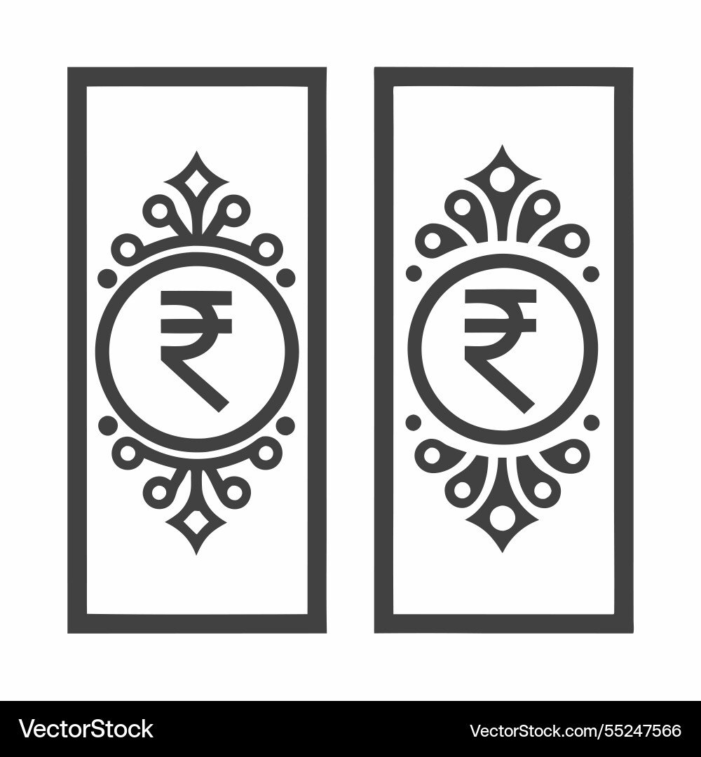 Indian rupee symbols with ornate border design Vector Image
