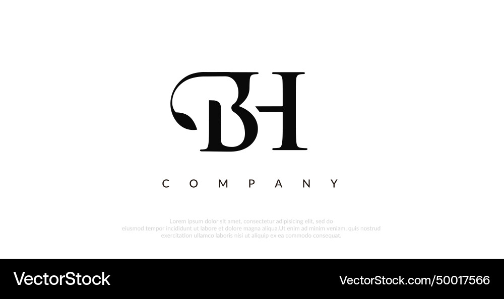 Initial bh logo design Royalty Free Vector Image