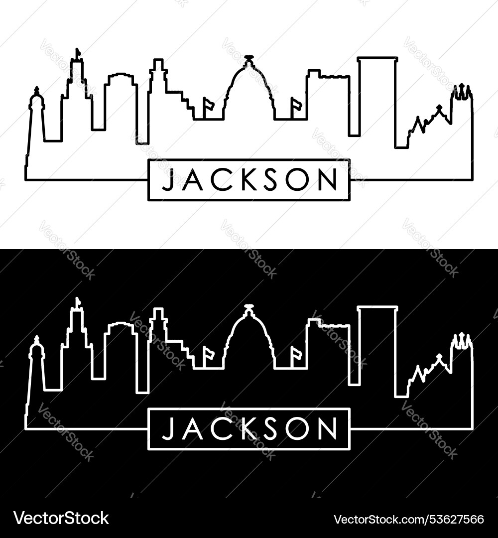 Jackson skyline linear style single line Vector Image