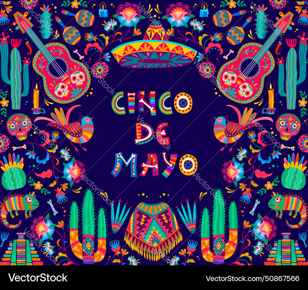 Mexican cinco de mayo holiday banner with sombrero