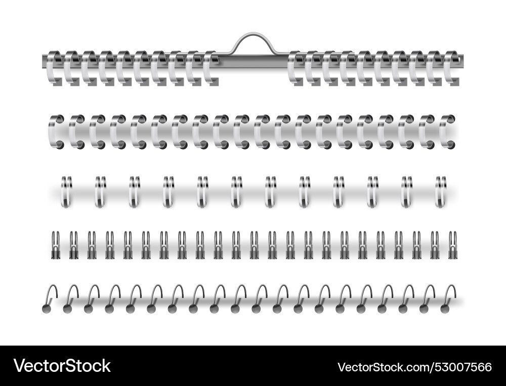 Notebook paper binder realistic spiral wires Vector Image
