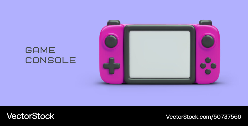Pink realistic game console with blank screen Vector Image