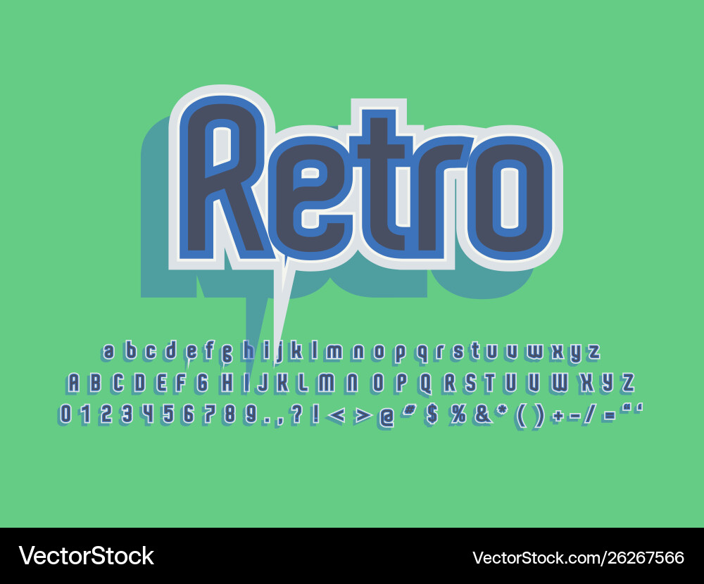 Retro font and alphabet stock Royalty Free Vector Image