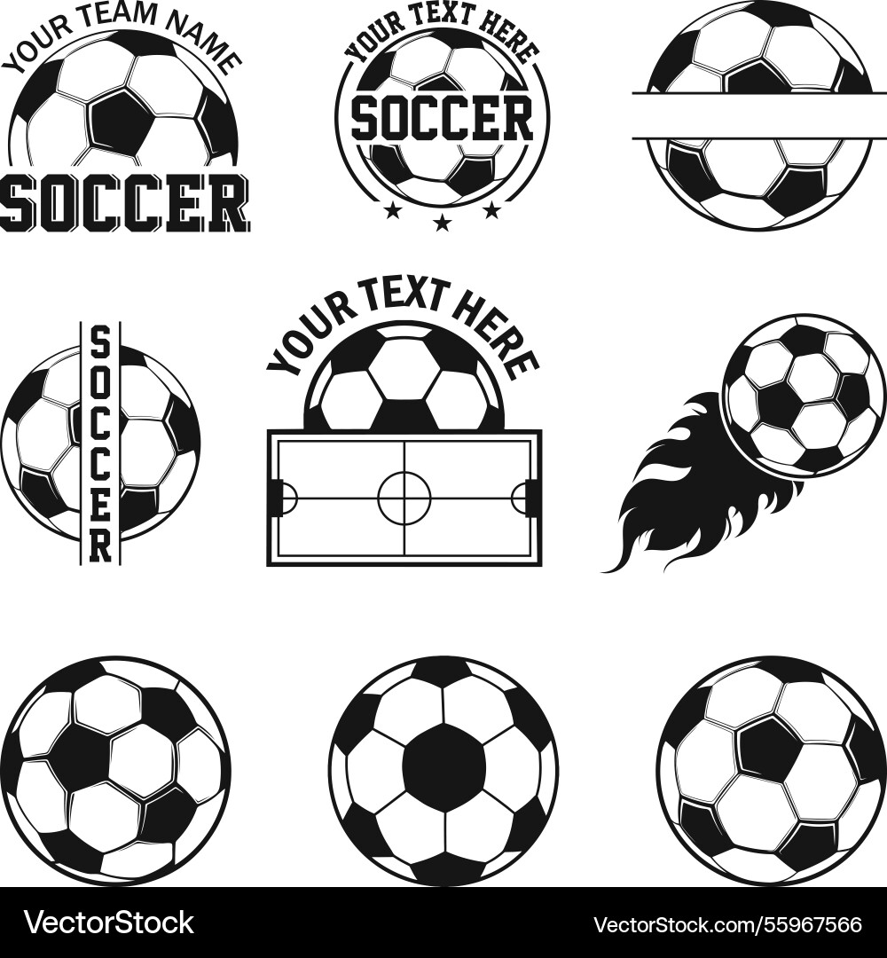 Soccer ball logos silhouette emblems for team Vector Image