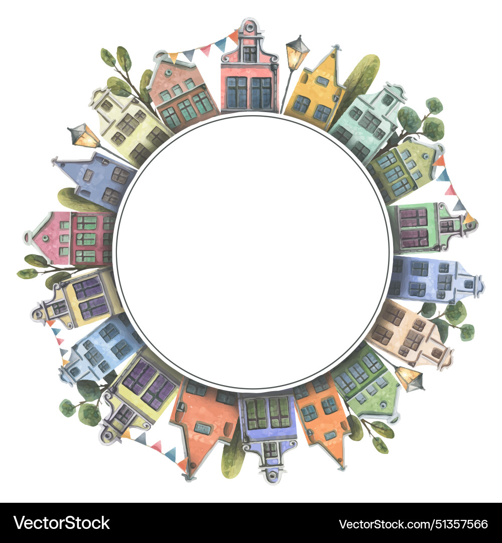 Watercolor of a round frame Royalty Free Vector Image