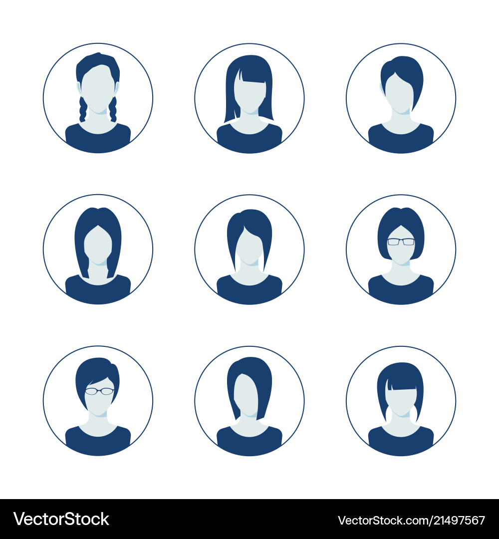 Anonymous User Icon Set - Female Avatars Vector Image