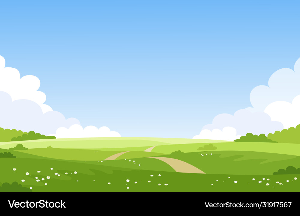 Beautiful spring landscape banner with green Vector Image