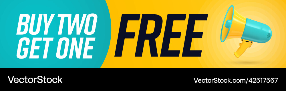 Buy two get one free sale header banner Royalty Free Vector