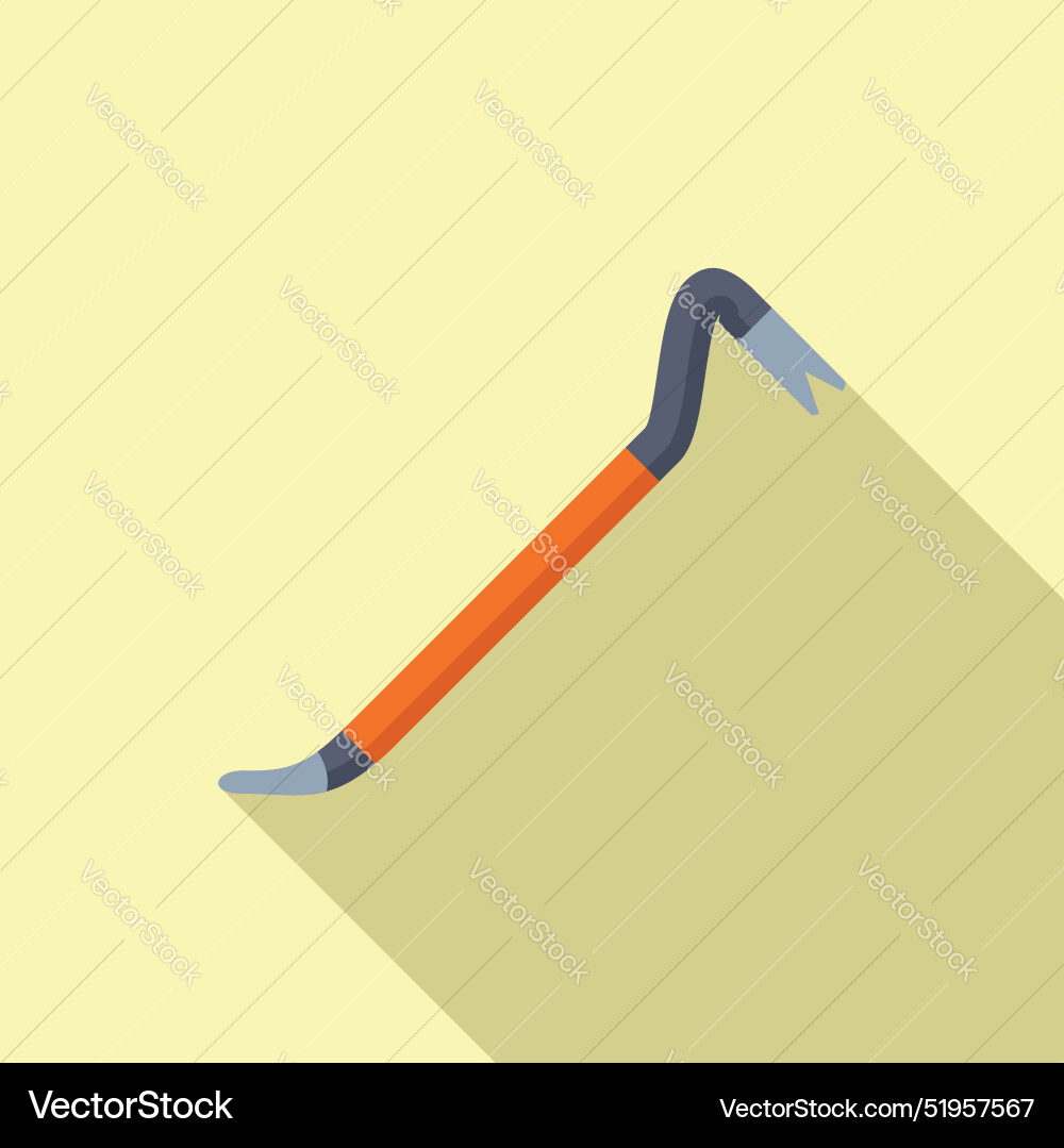 Crowbar with orange handle lying on yellow Vector Image