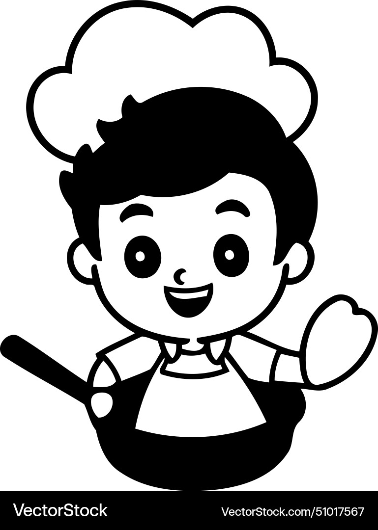 Cute chef boy cartoon cute little chef boy Vector Image