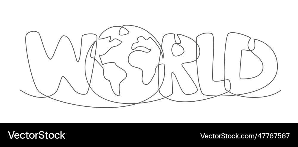 Earth globe world one line drawing on white Vector Image