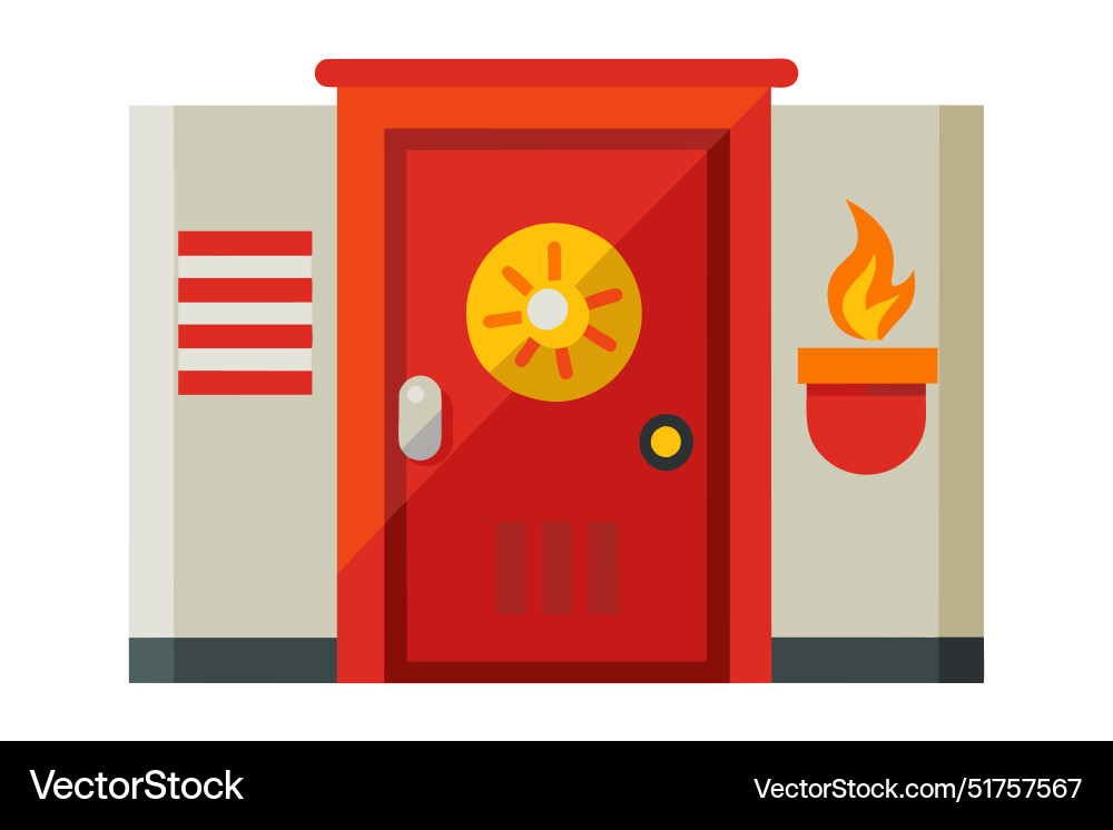 Fire door lock flat on white background Royalty Free Vector