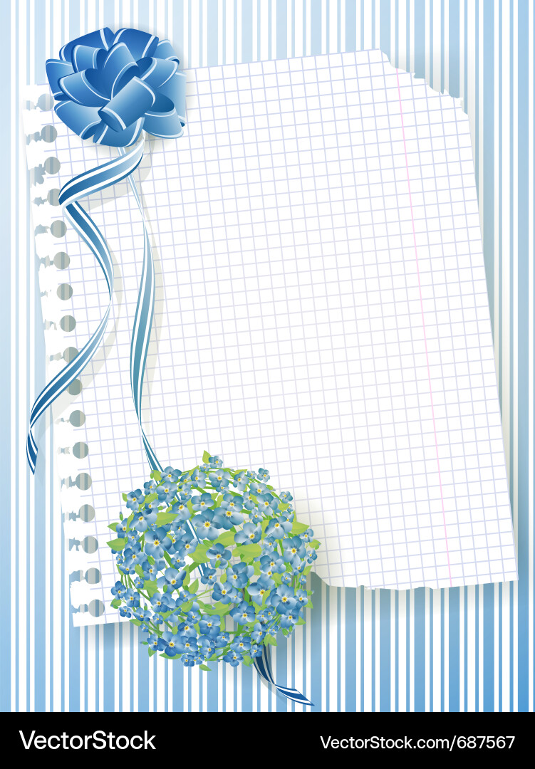 Floral Notebook with Forget-Me-Not Flowers Vector Image