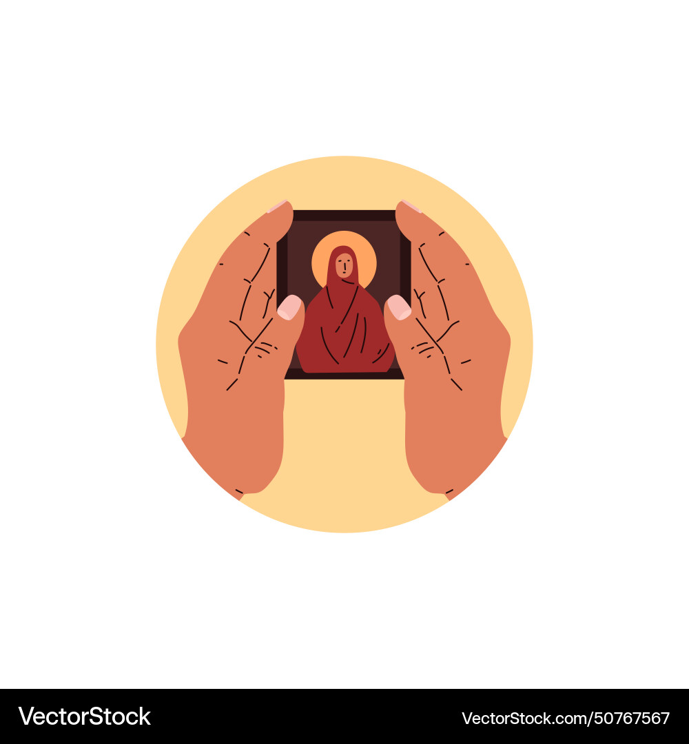 Hands framing saint icon Royalty Free Vector Image