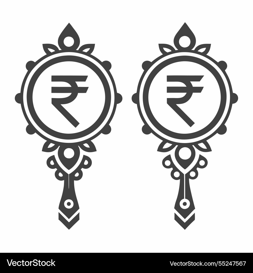 Indian rupee symbol decorated with ornamental Vector Image