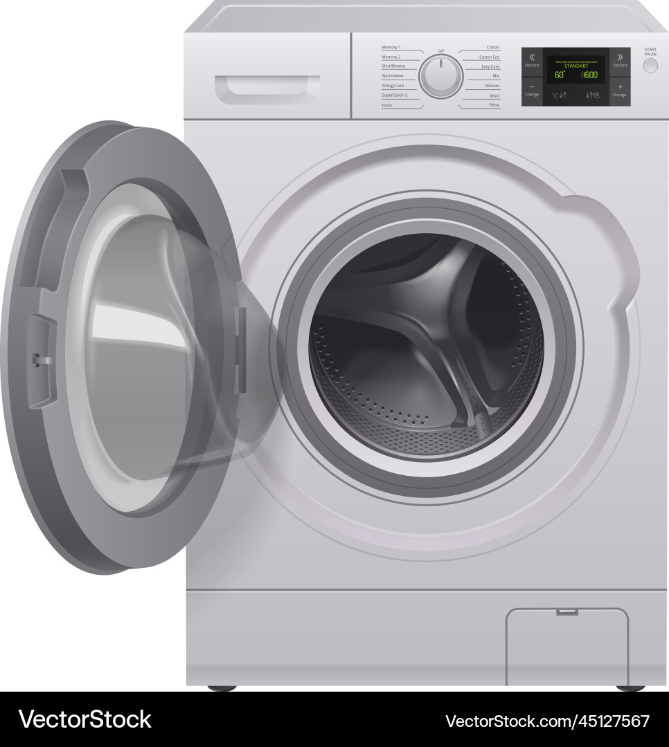 Open washing machine composition Royalty Free Vector Image