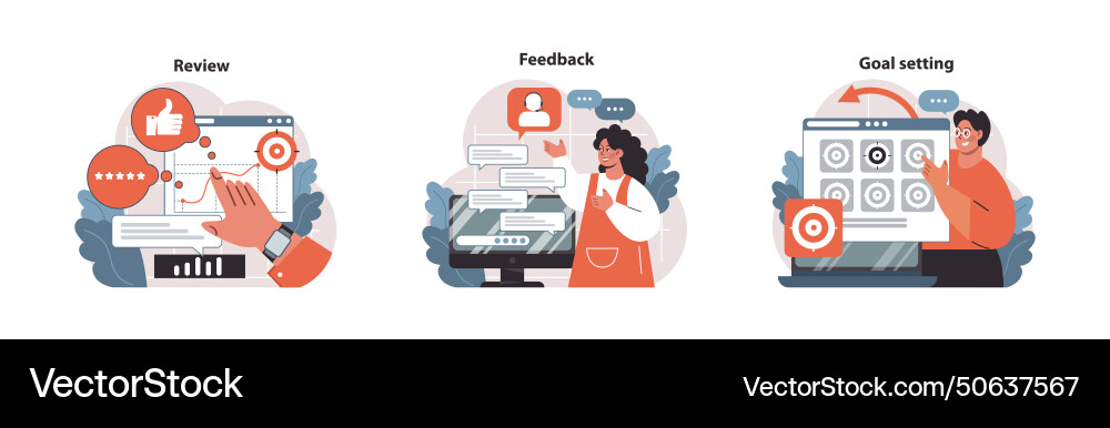 Performance set flat Royalty Free Vector Image