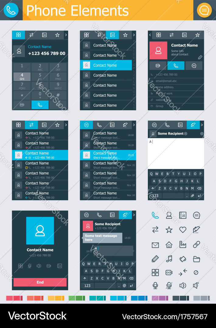 Phone elements Royalty Free Vector Image - VectorStock