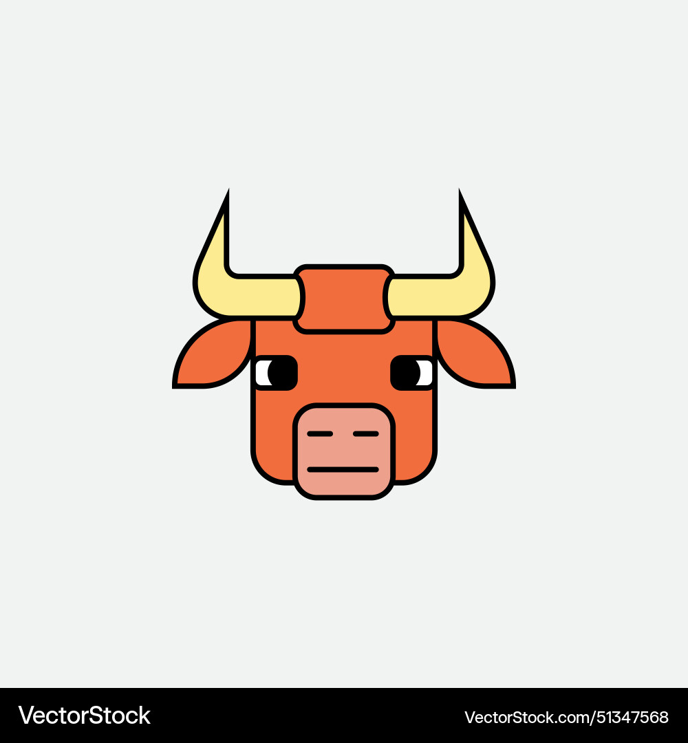 Cow head from front cartoon style Royalty Free Vector Image