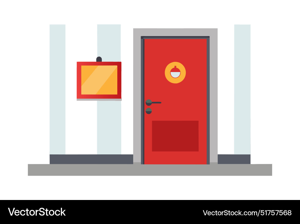 Fire door with alarm flat on white background Vector Image