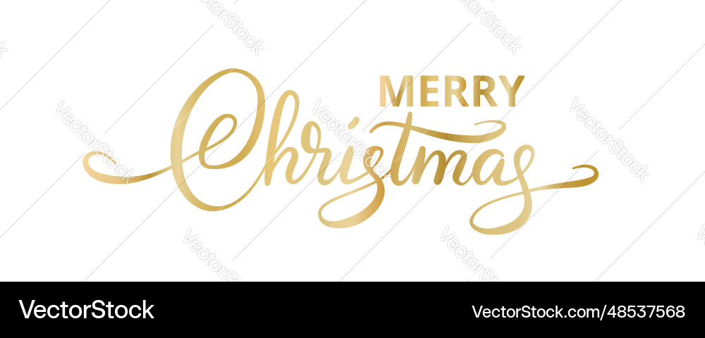 Golden Merry Christmas Script Royalty Free Vector Image