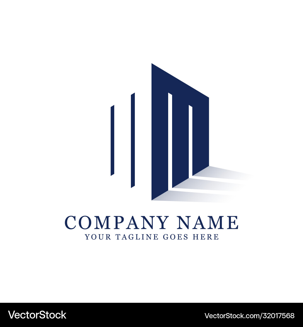 M Initial Negative Space Logo Royalty Free Vector Image