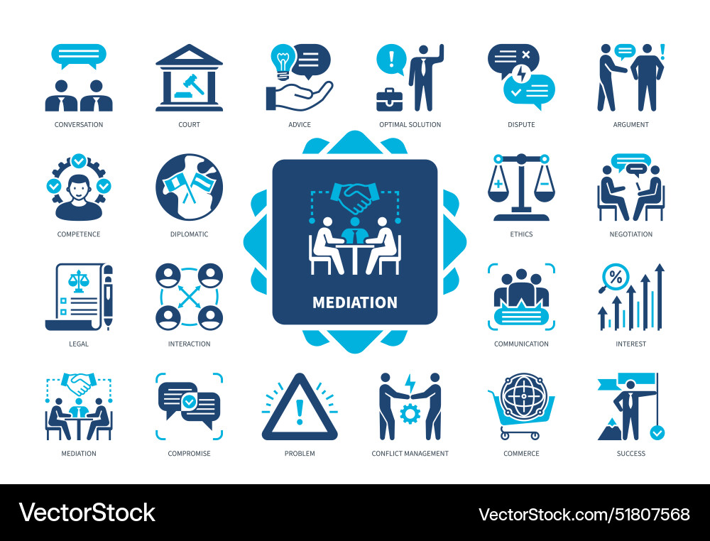 Mediation solid icon set Royalty Free Vector Image