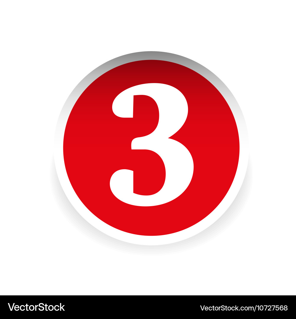 Number three red label Royalty Free Vector Image