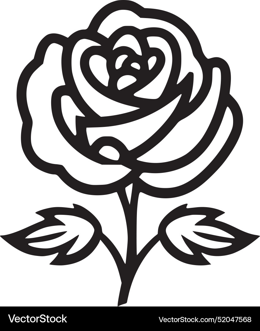 Rose - black and white isolated icon Royalty Free Vector