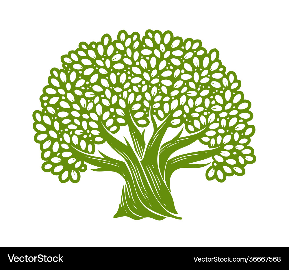 Tree symbol decorative oak with leaves Royalty Free Vector