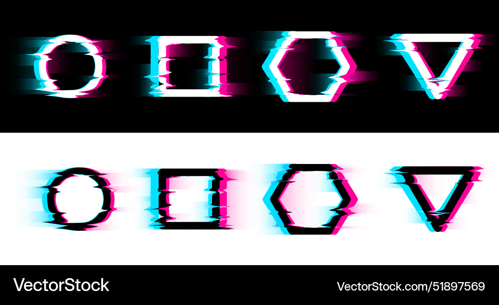 A set of design glitches in distorted tv frame Vector Image