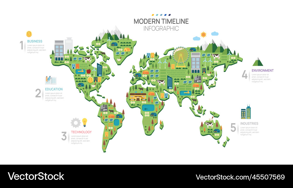 Business world road map timeline infographic Vector Image