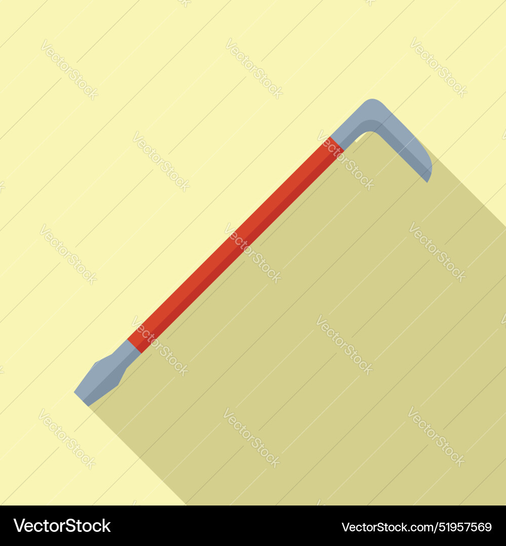 Crowbar tool lying diagonally with long shadow Vector Image