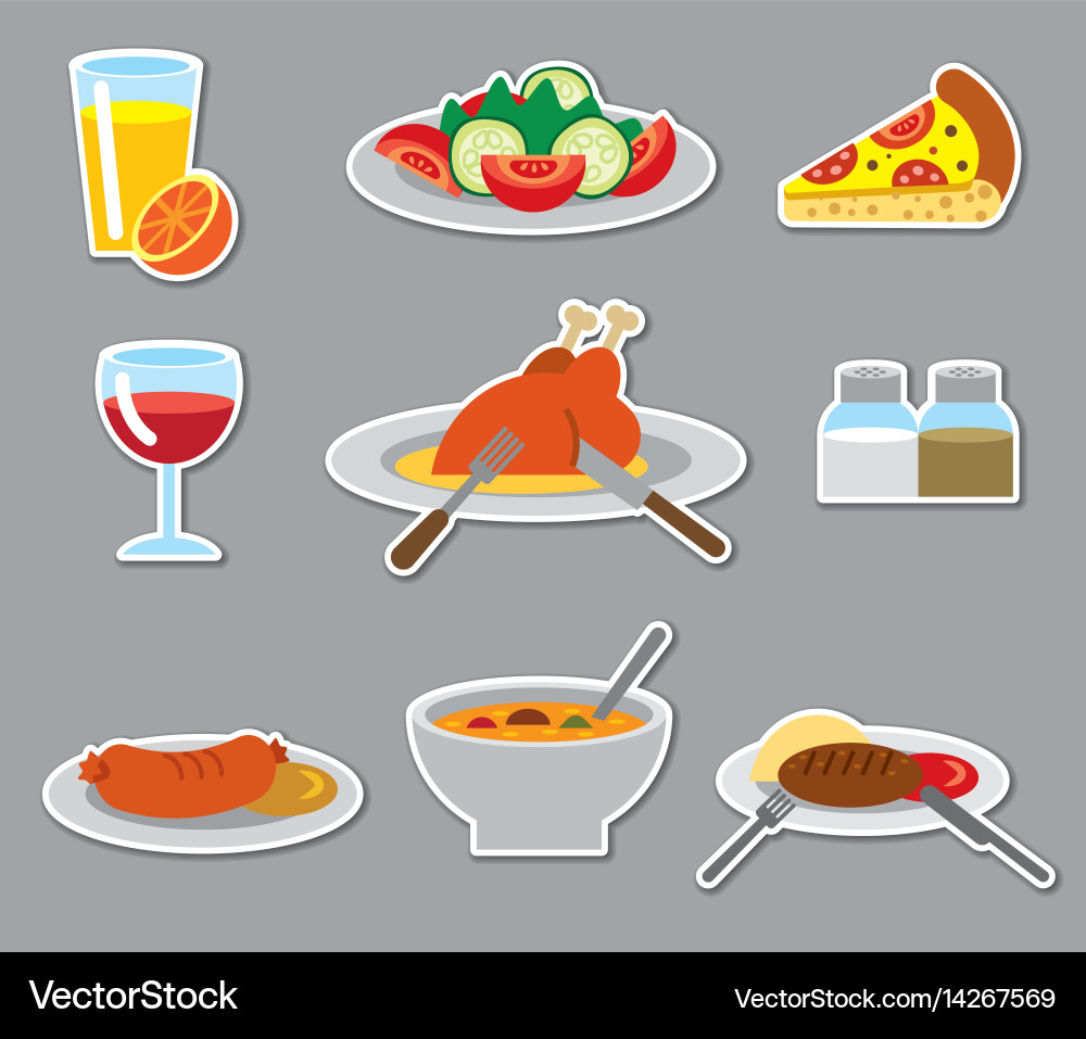 Dinner stickers and badges Royalty Free Vector Image