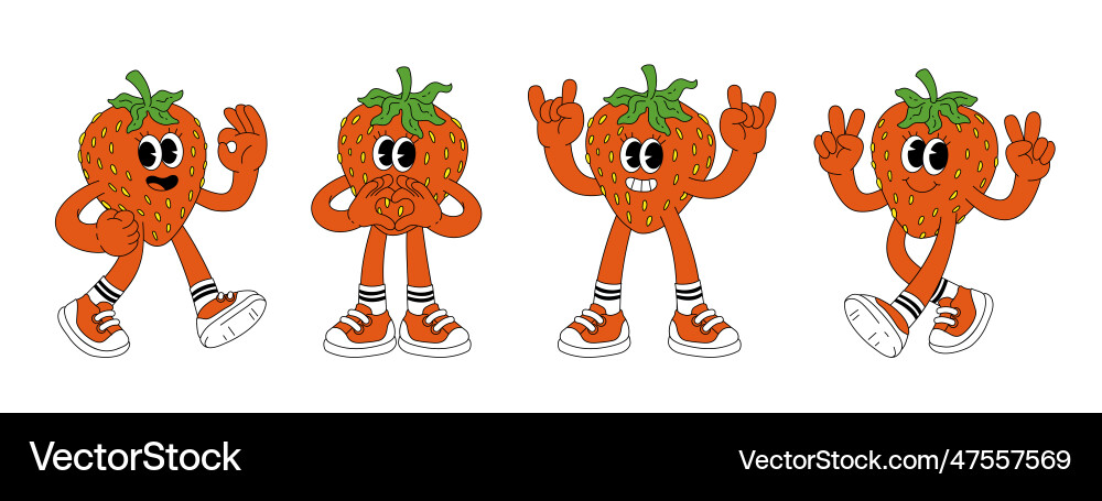 Fruit retro funky cartoon character comic mascot Vector Image