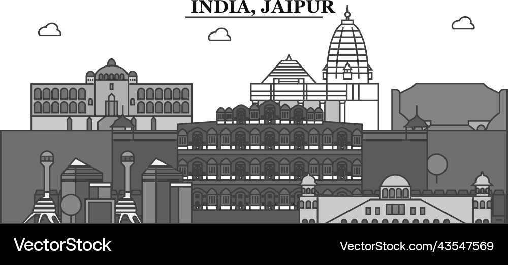 India jaipur city skyline isolated Royalty Free Vector Image