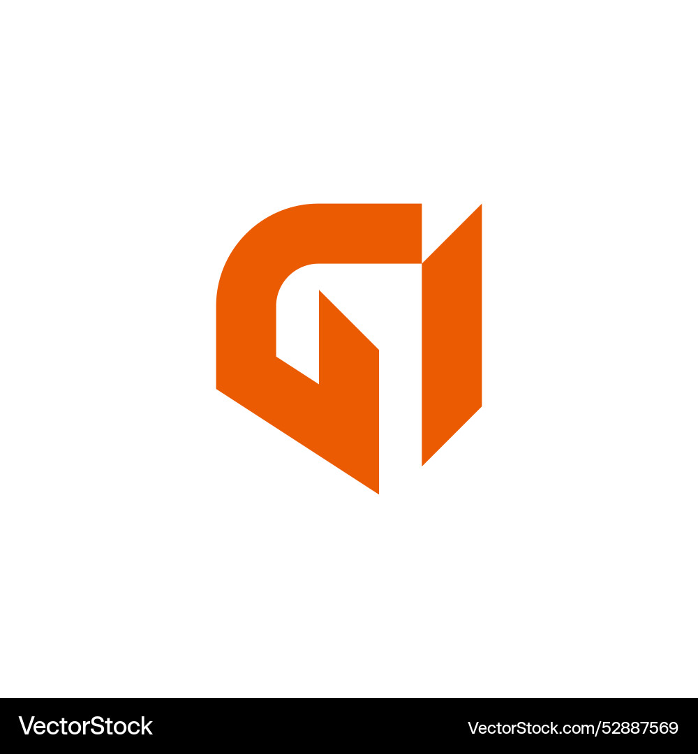 Letter gi simple geometric sharp line logo Vector Image