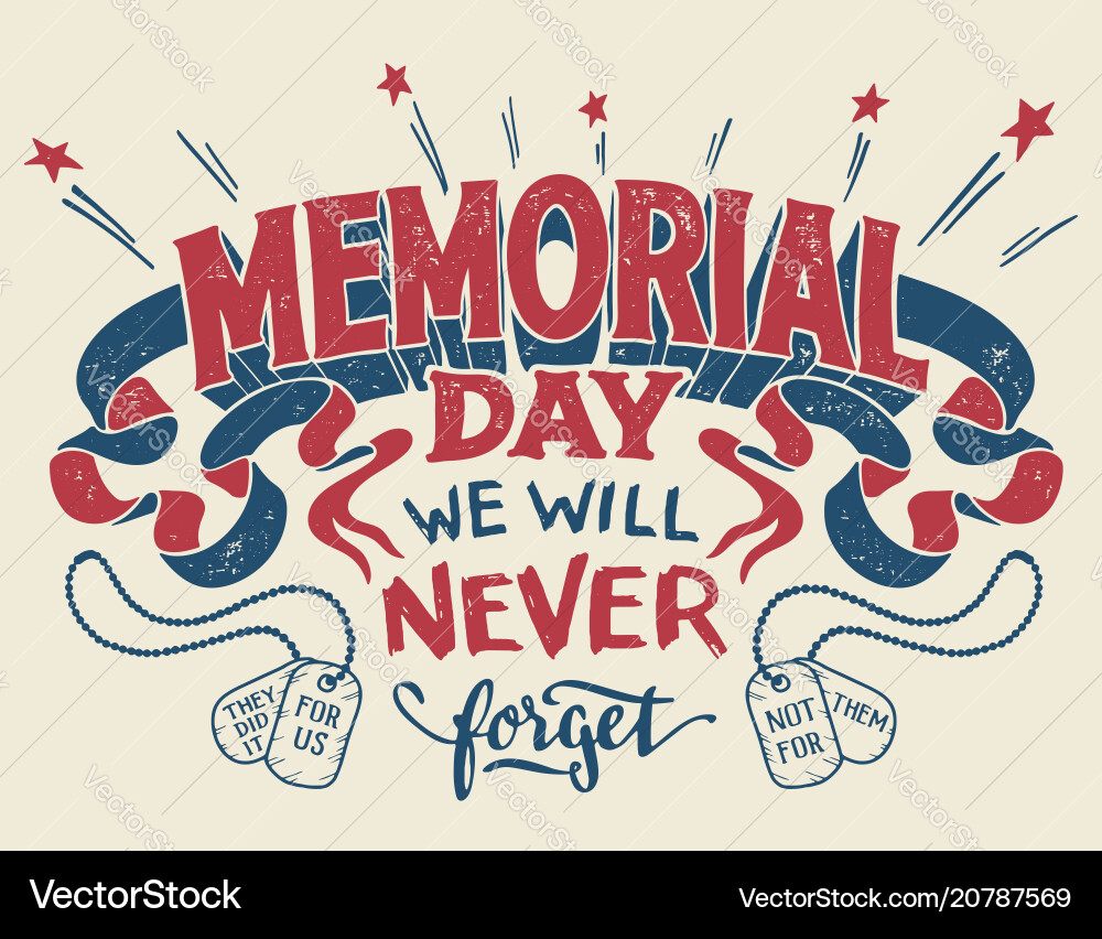 Memorial day hand lettering greeting card Vector Image