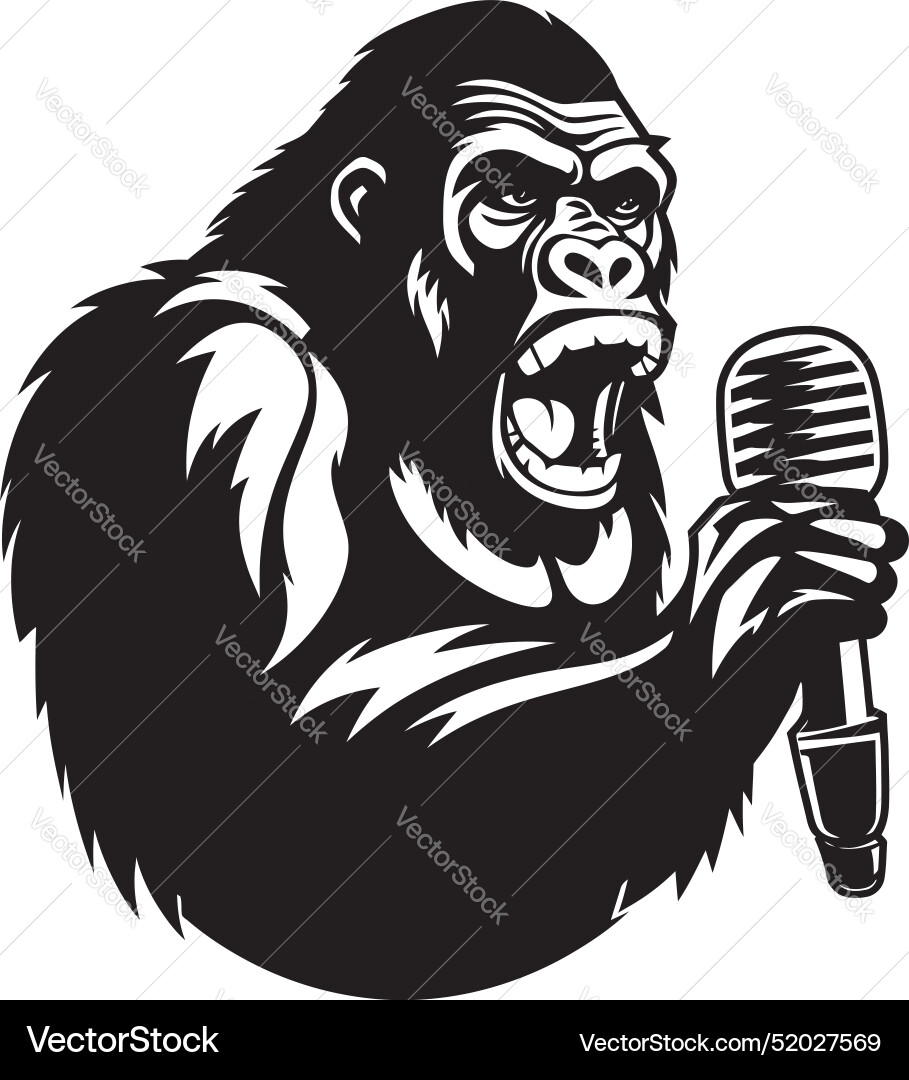 Mic mastery black logo design groove gorilla Vector Image
