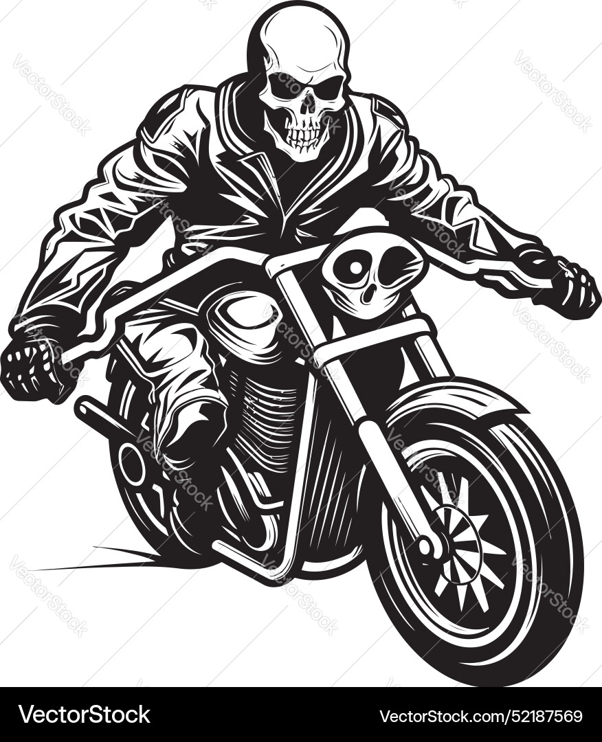 Skull roadster skeleton biker black logo design Vector Image