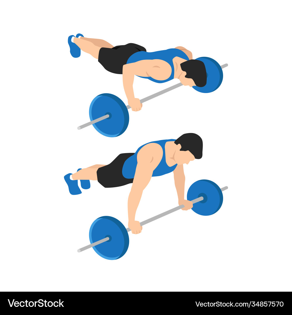 Barbell push ups exercise Royalty Free Vector Image