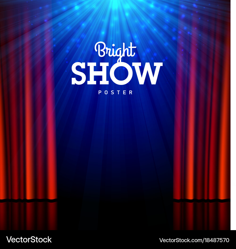 Bright show poster design template stage Vector Image