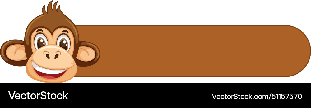 Cartoon monkey peeking over a blank banner Vector Image