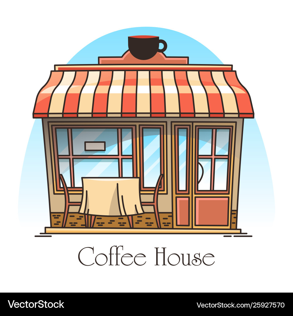Coffee or tea house building cafeteria cafe Vector Image