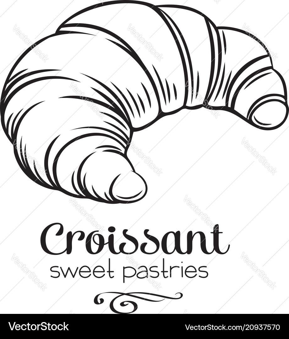 Hand-Drawn Croissant Icon Royalty Free Vector Image