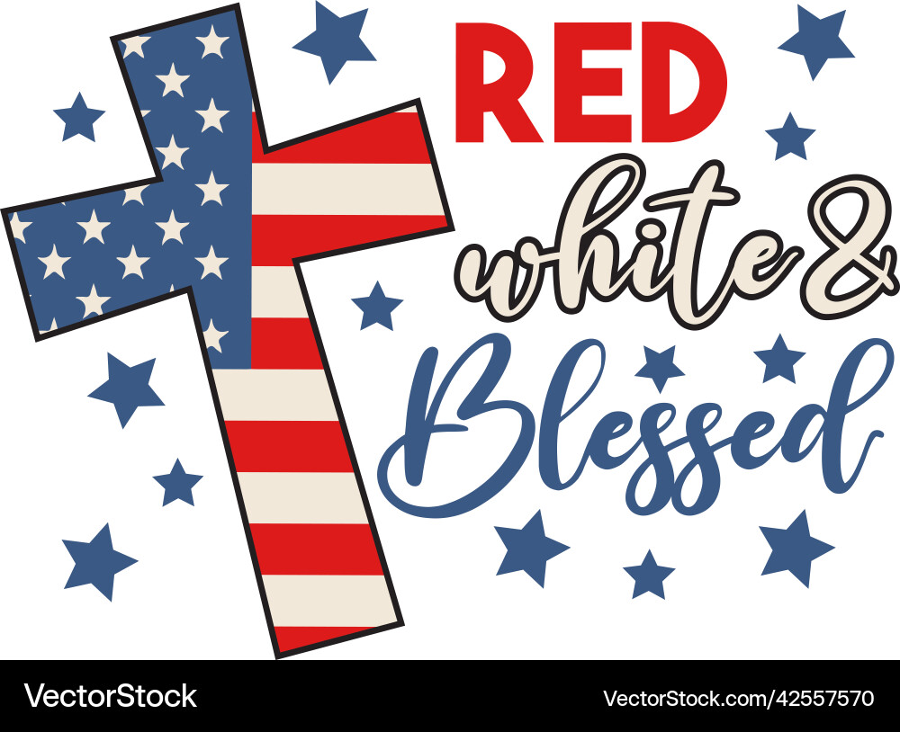 Red white and blessed printable Royalty Free Vector Image
