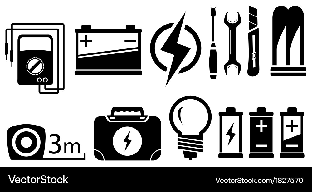 Set electrical objects Royalty Free Vector Image