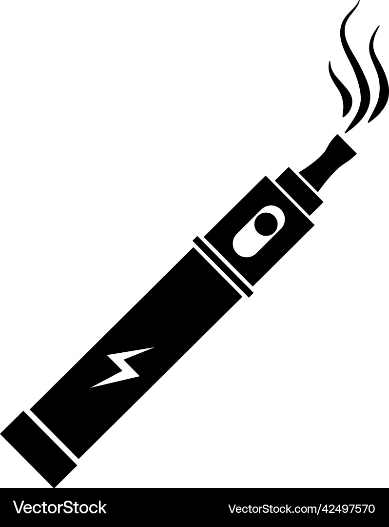 Vaping tool with smoke detailed black icon Vector Image