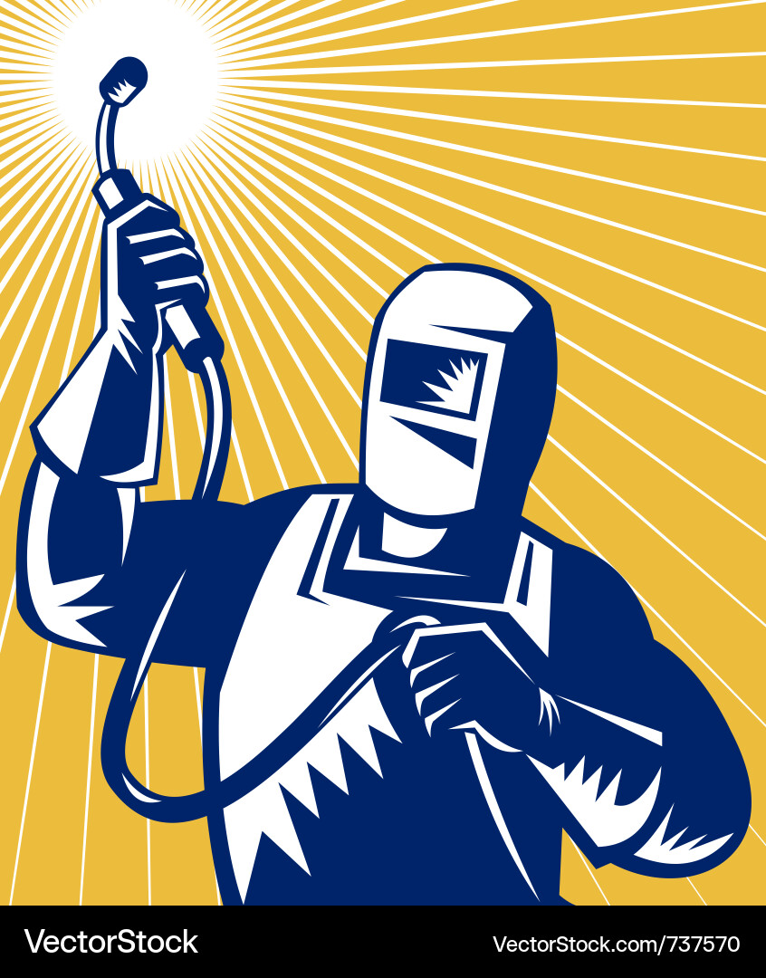 Welder fabricator welding equipment Royalty Free Vector