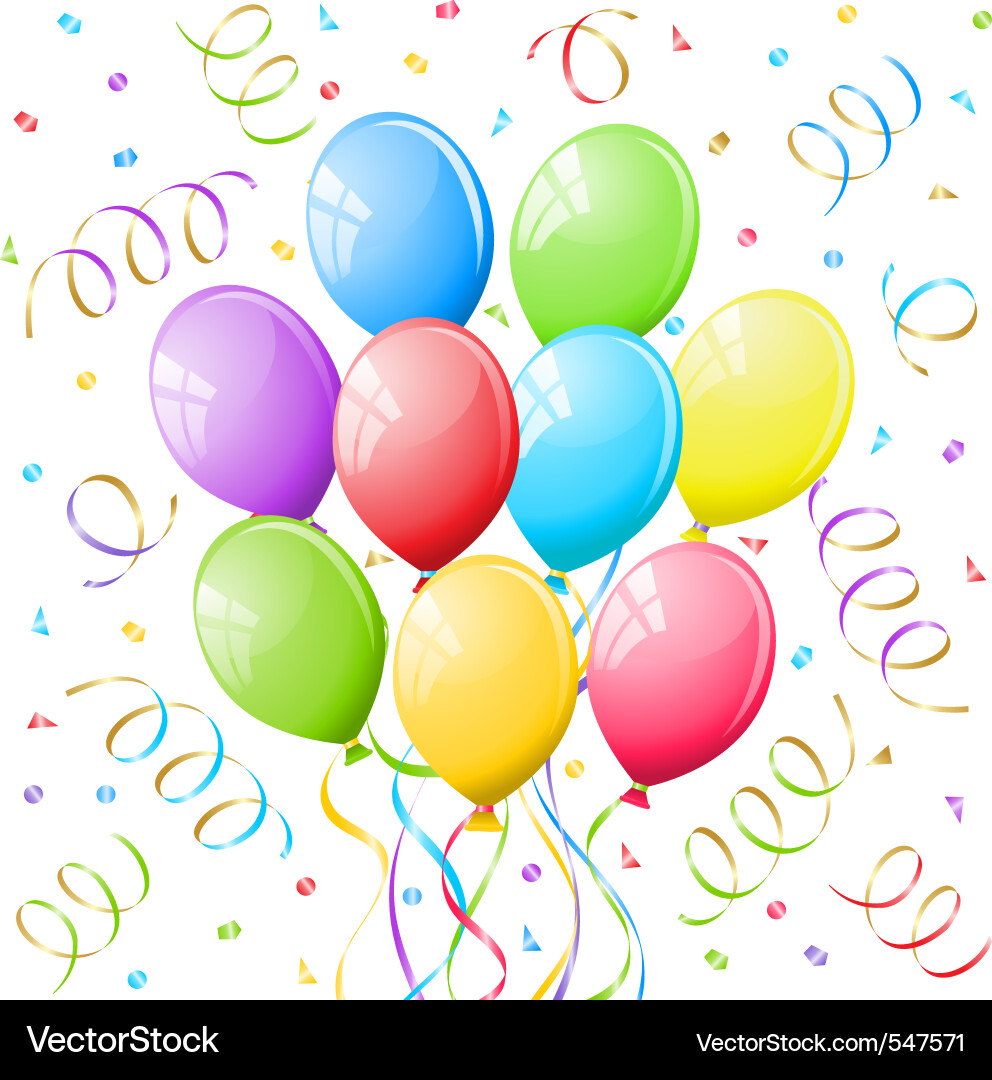 Balloons and confetti Royalty Free Vector Image
